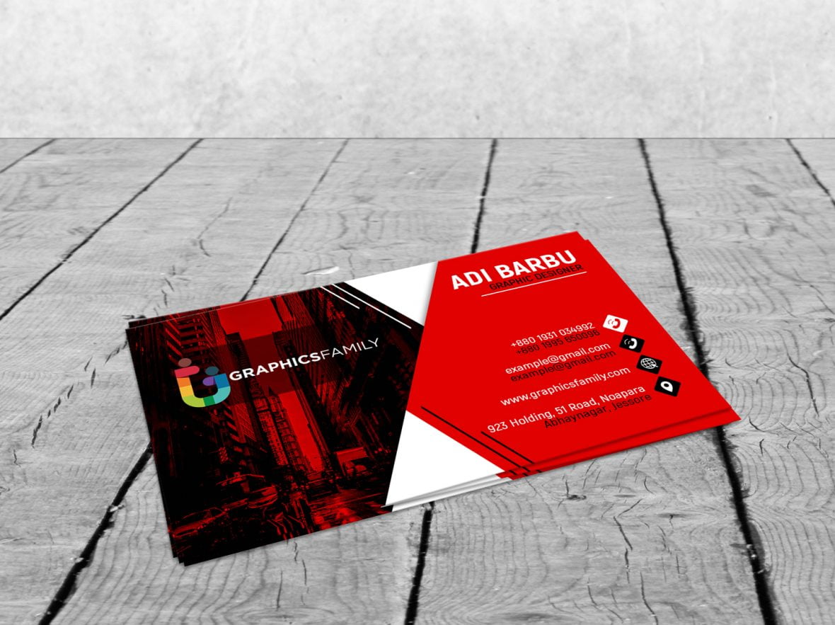 Red and White Visiting Card Design in Photoshop – GraphicsFamily