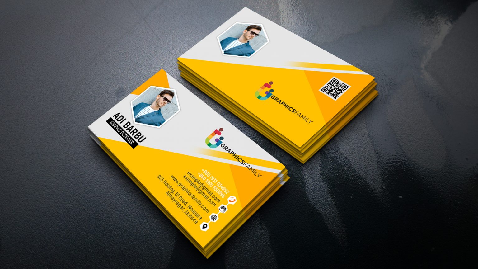 Yellow Visiting Card Design – GraphicsFamily