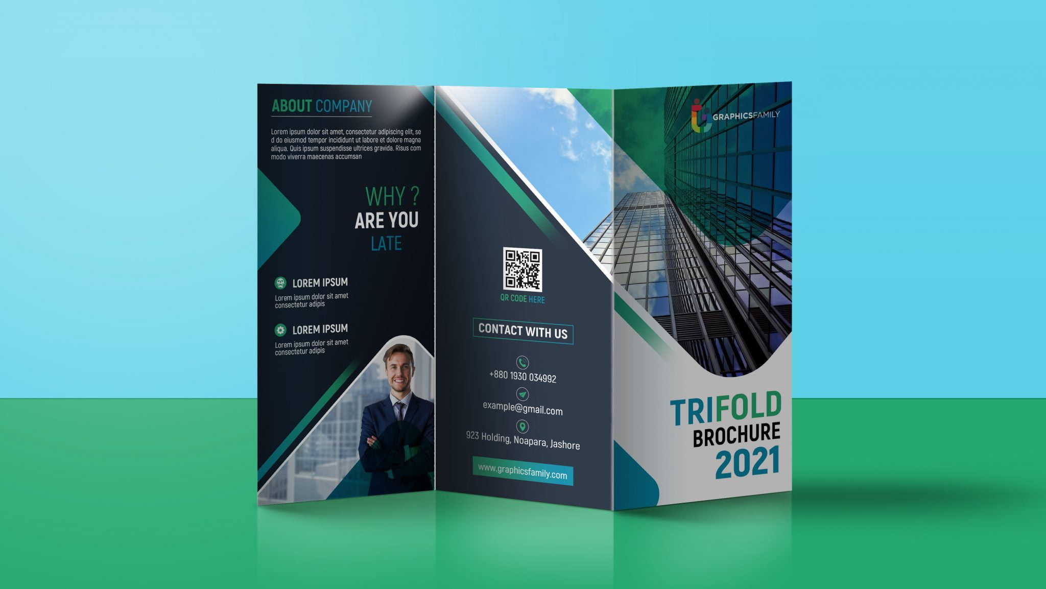 Editable Company Trifold Brochure Design Template – GraphicsFamily