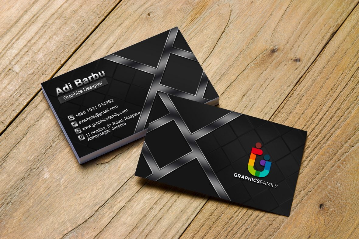 Professional Dark Business Card Design – GraphicsFamily
