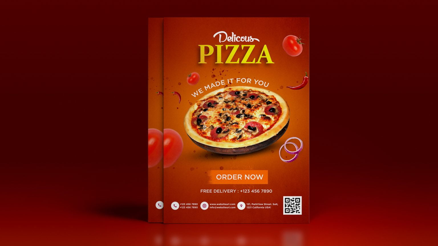 Free Pizza A4 Flyer Design Template – GraphicsFamily