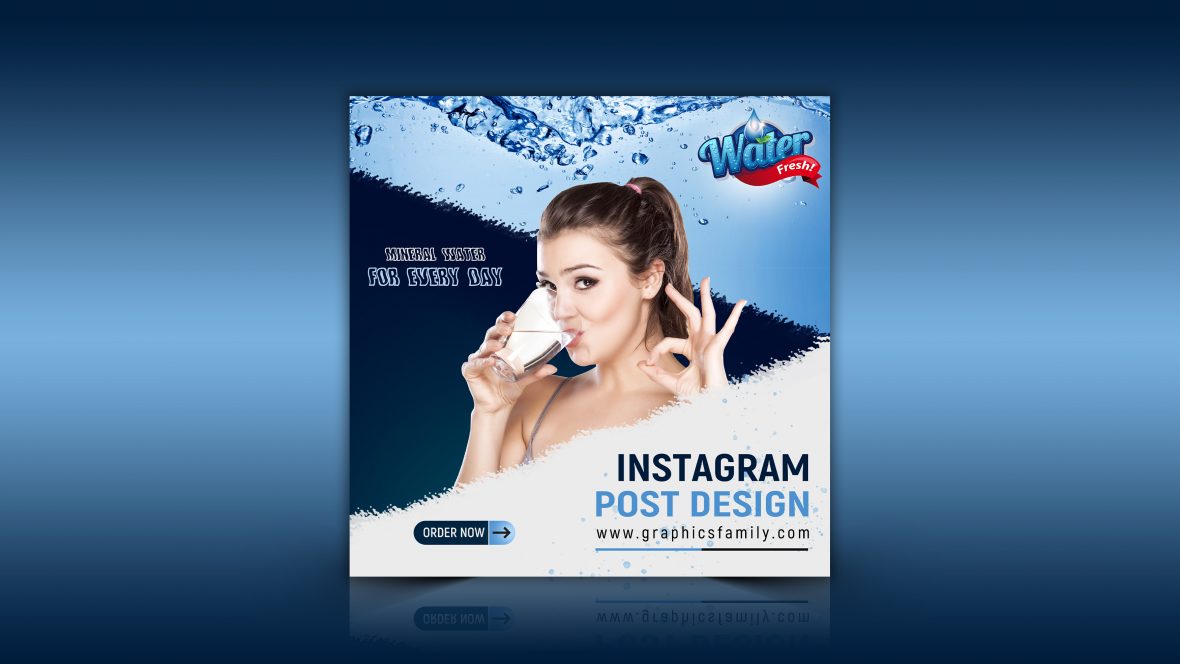 Free Water Ad Instagram Post Design Template – GraphicsFamily