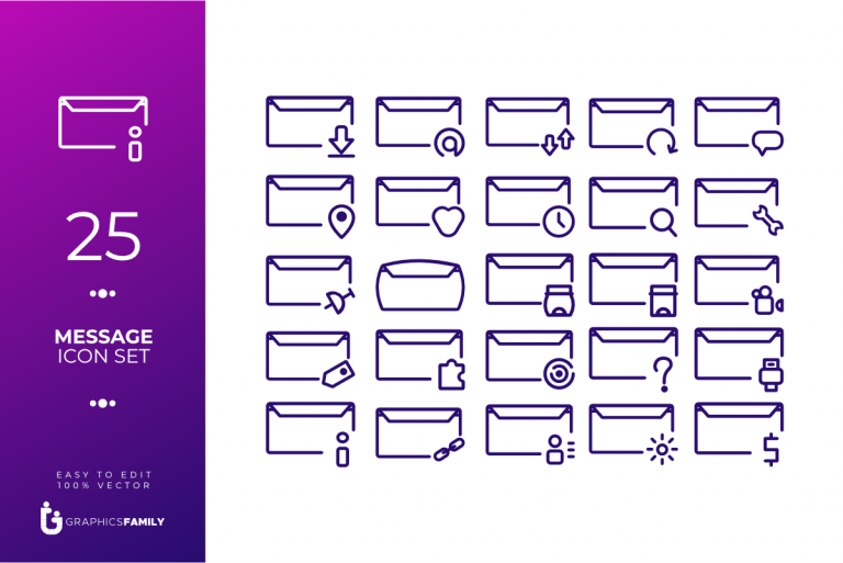 Message Icon set – GraphicsFamily
