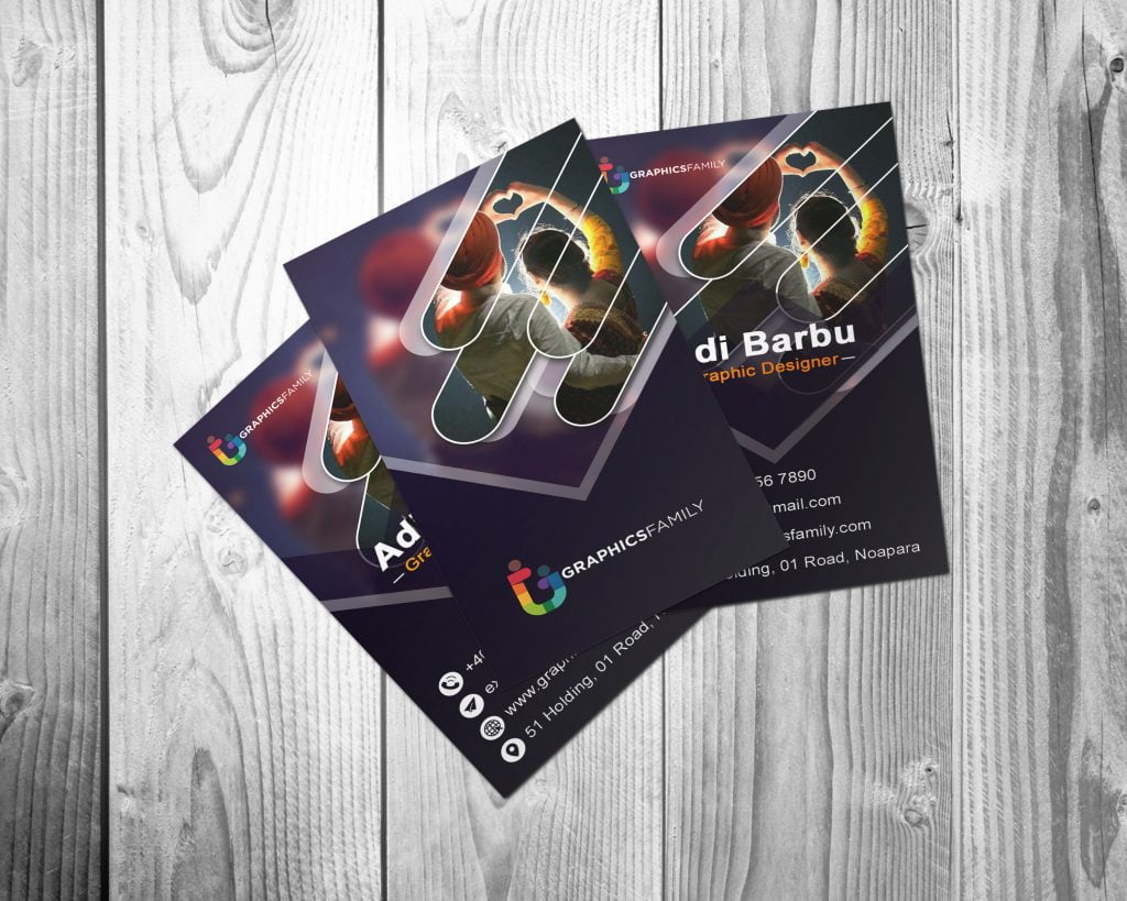 Modern Vertical Visiting Card Design – GraphicsFamily