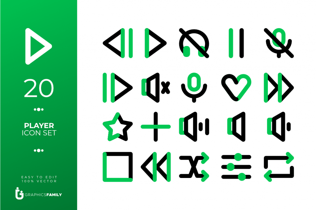 Player icon set – GraphicsFamily