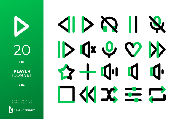 Player icon set – GraphicsFamily