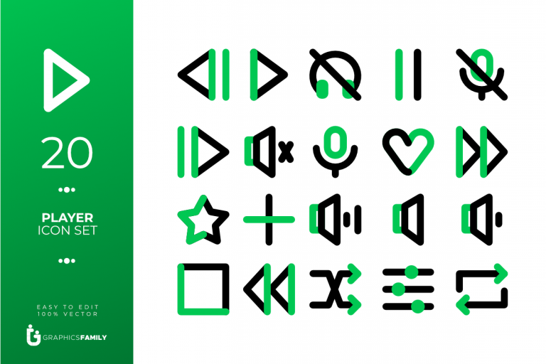 Player icon set – GraphicsFamily