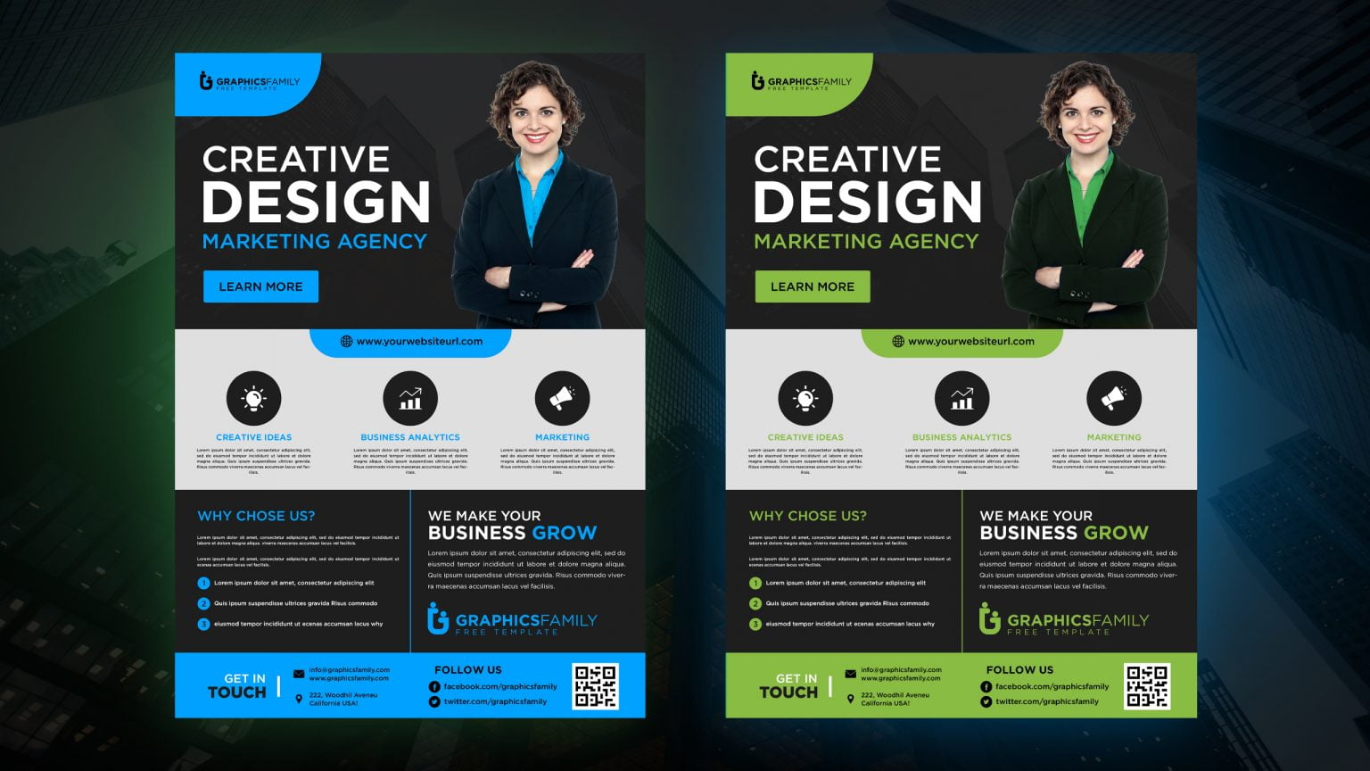 Free Marketing Agency Banner Design – GraphicsFamily