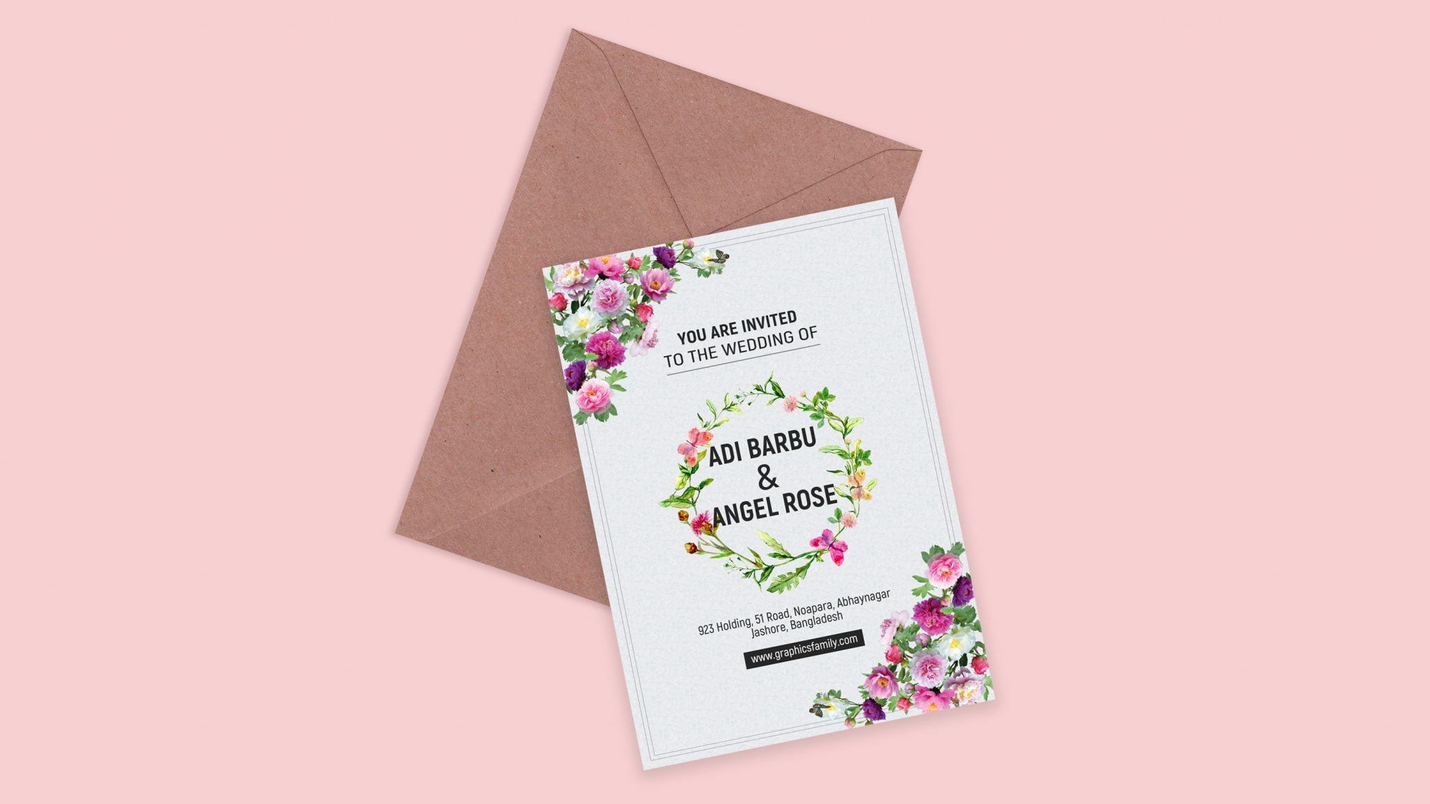 Simple Wedding Card Design Template – GraphicsFamily