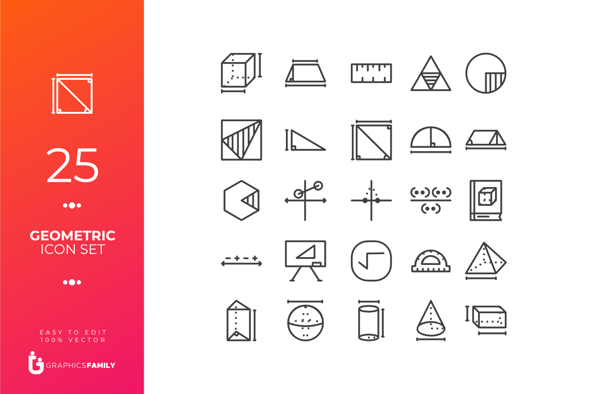 Geometric Line Icons Pack – GraphicsFamily