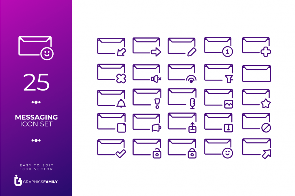 Messaging Icon Set – GraphicsFamily