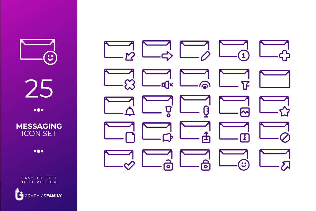 Messaging Icon Set – GraphicsFamily