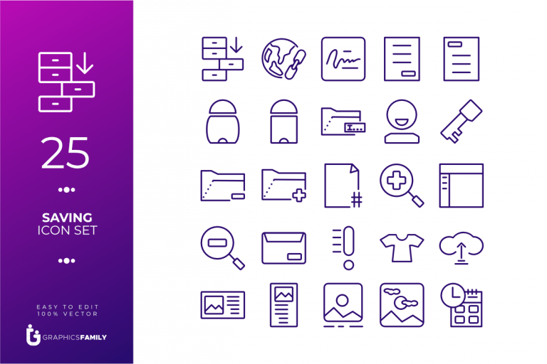 Saving Icon Set – GraphicsFamily