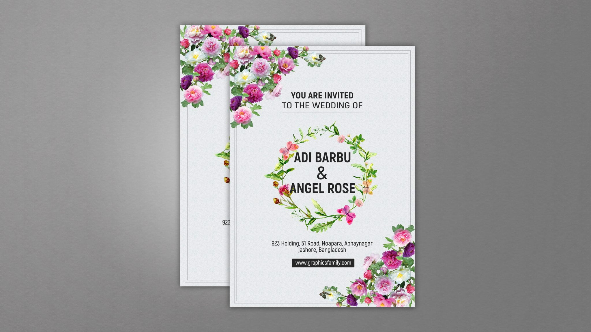 Simple Wedding Card Design Template – GraphicsFamily