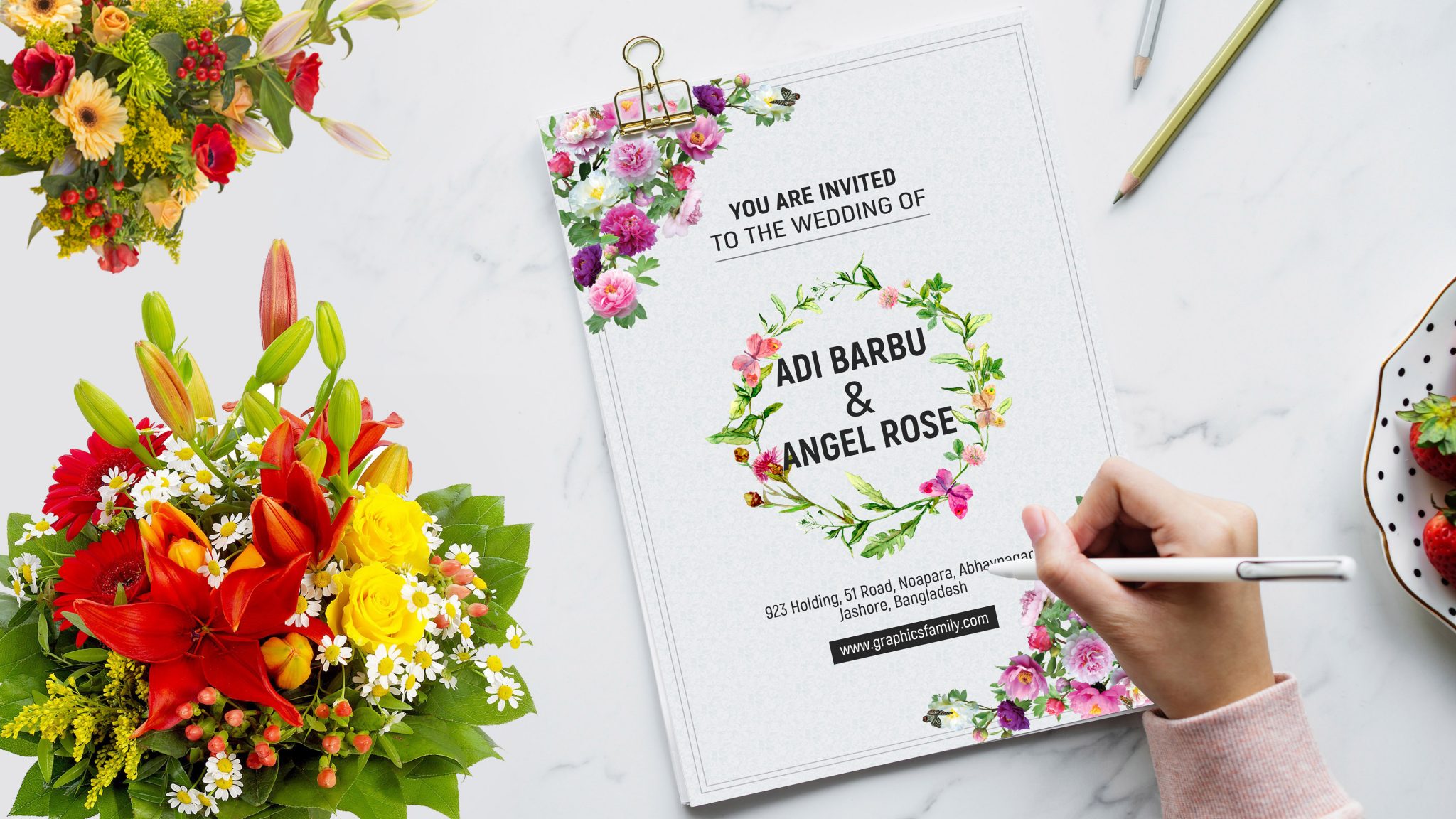 Simple Wedding Card Design Template – GraphicsFamily