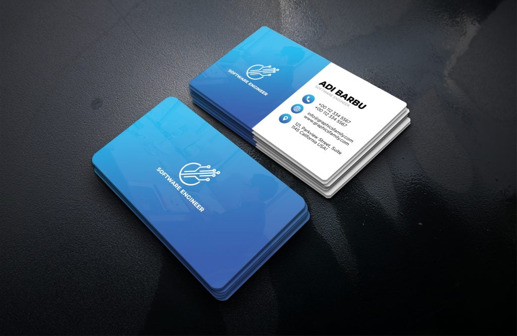 Software Engineer Business Card Design Template – PSD – GraphicsFamily