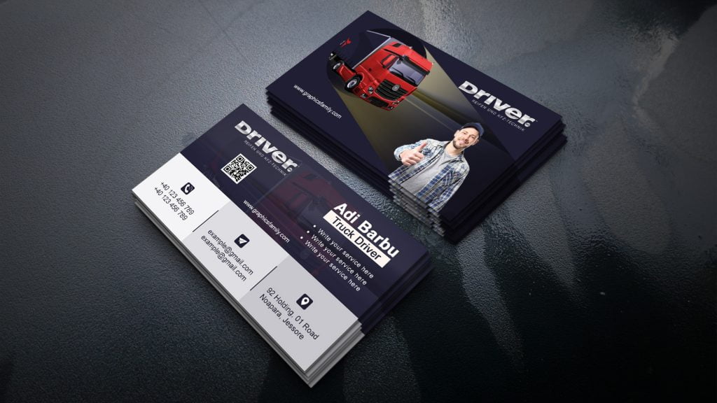 Truck Driver Business Card Design – GraphicsFamily