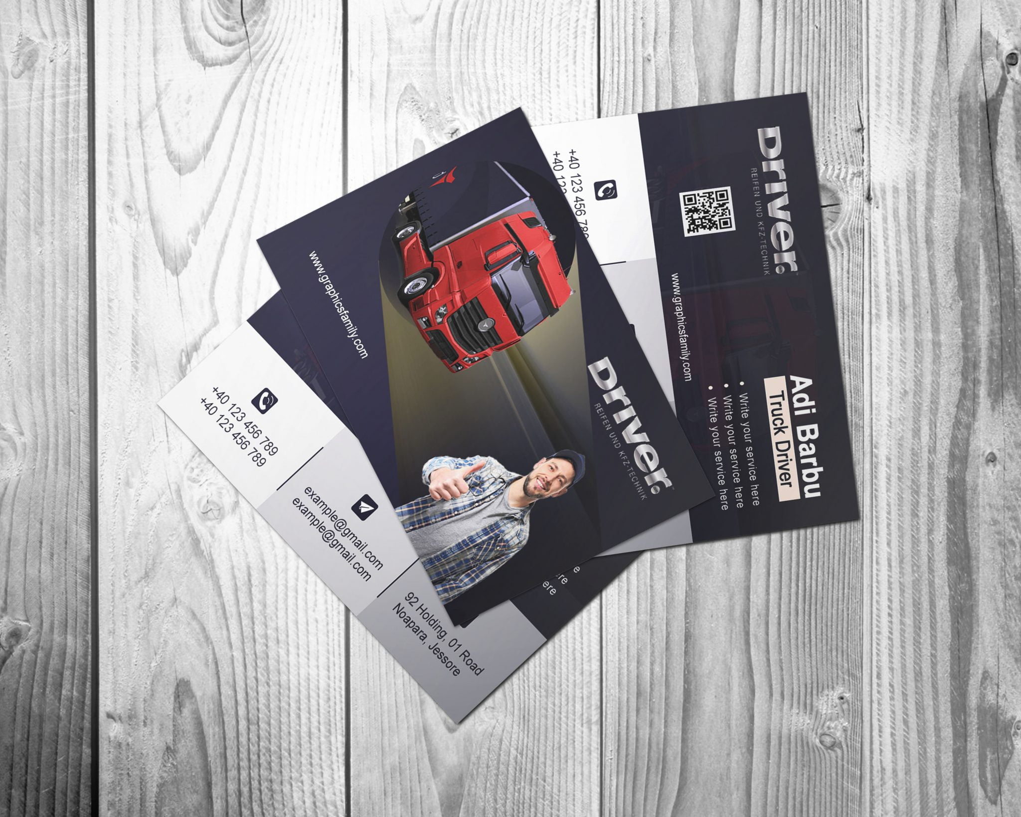 Truck Driver Business Card Design – GraphicsFamily
