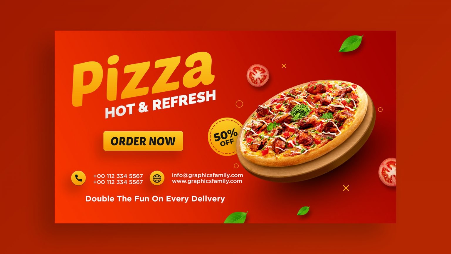 Pizza Restaurant Social Media Banner – GraphicsFamily