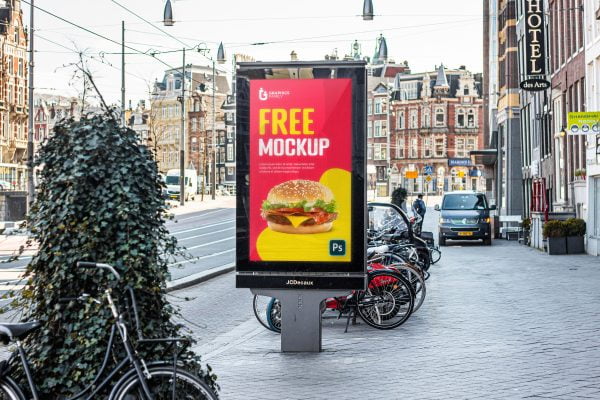 Signboard Poster Mockup – GraphicsFamily