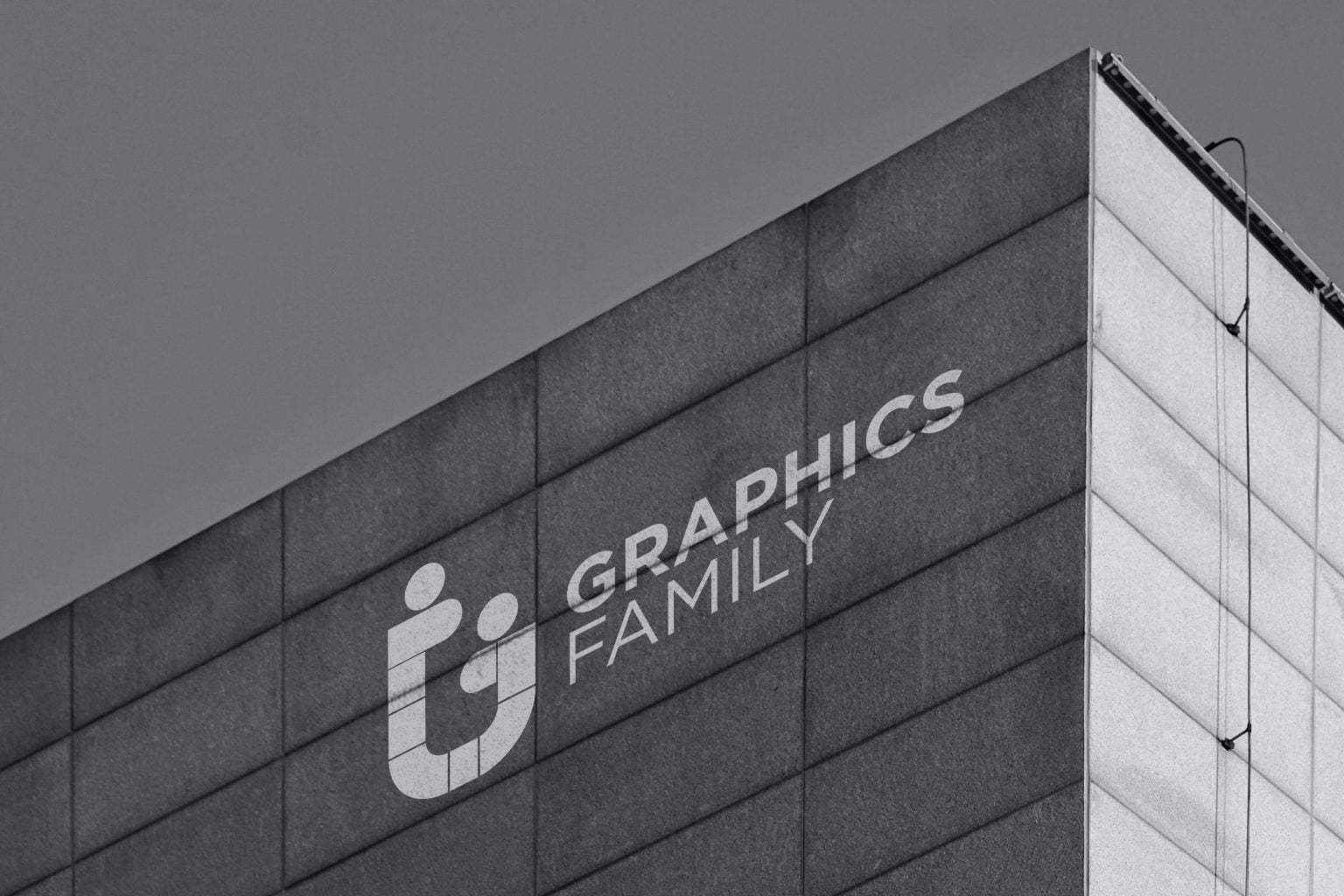 Black and White Building Logo Mockup – GraphicsFamily