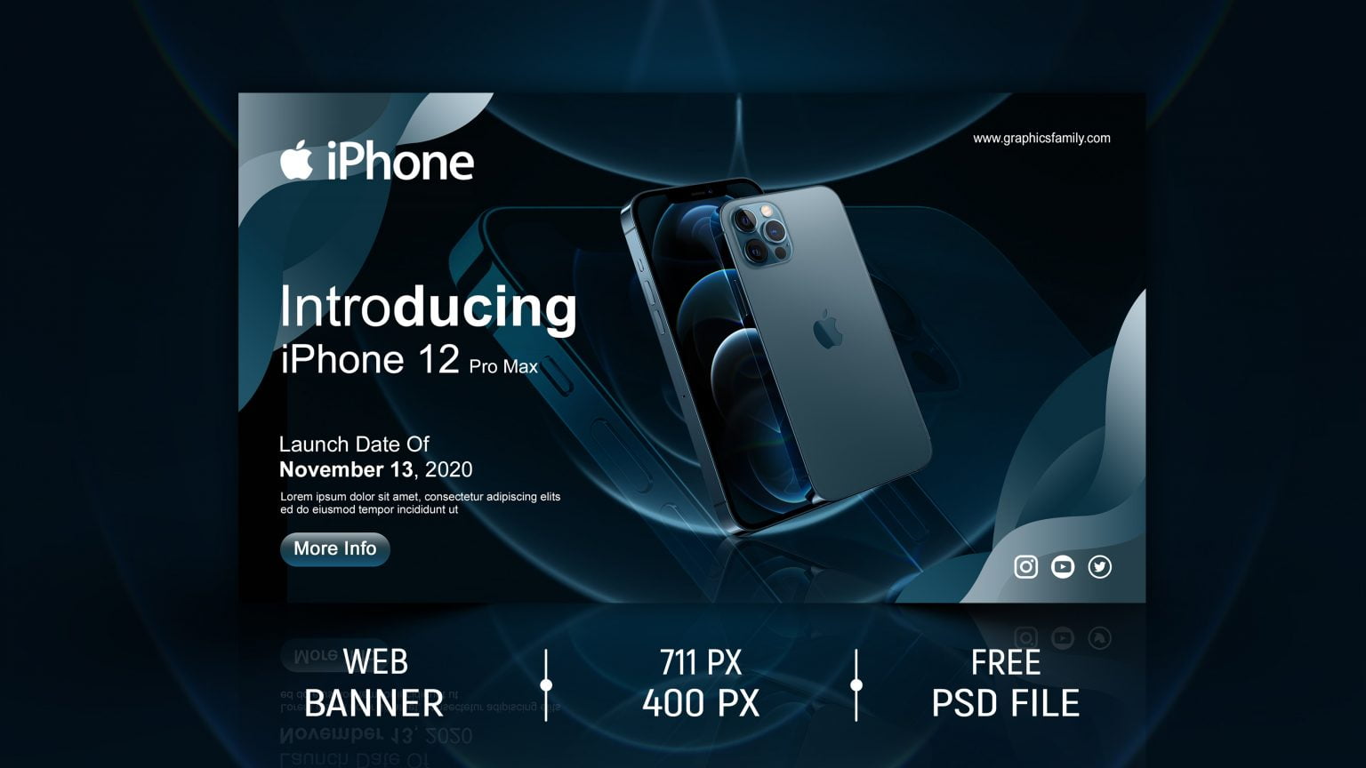 iPhone Website Ad Banner Design – GraphicsFamily