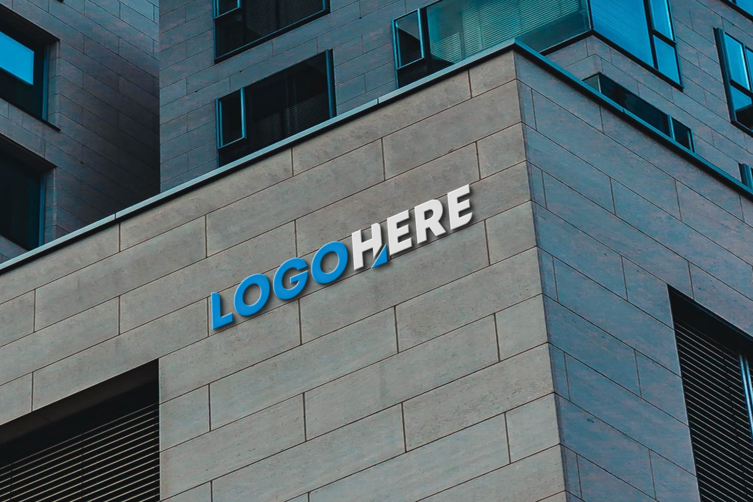 Gray Brick office building 3D logo mockup – GraphicsFamily