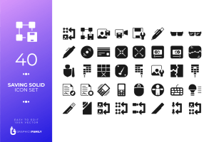 40 Saving Solid Icon Set – GraphicsFamily