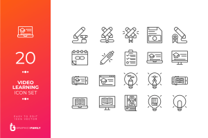 Free Video Learning Icon Set – GraphicsFamily