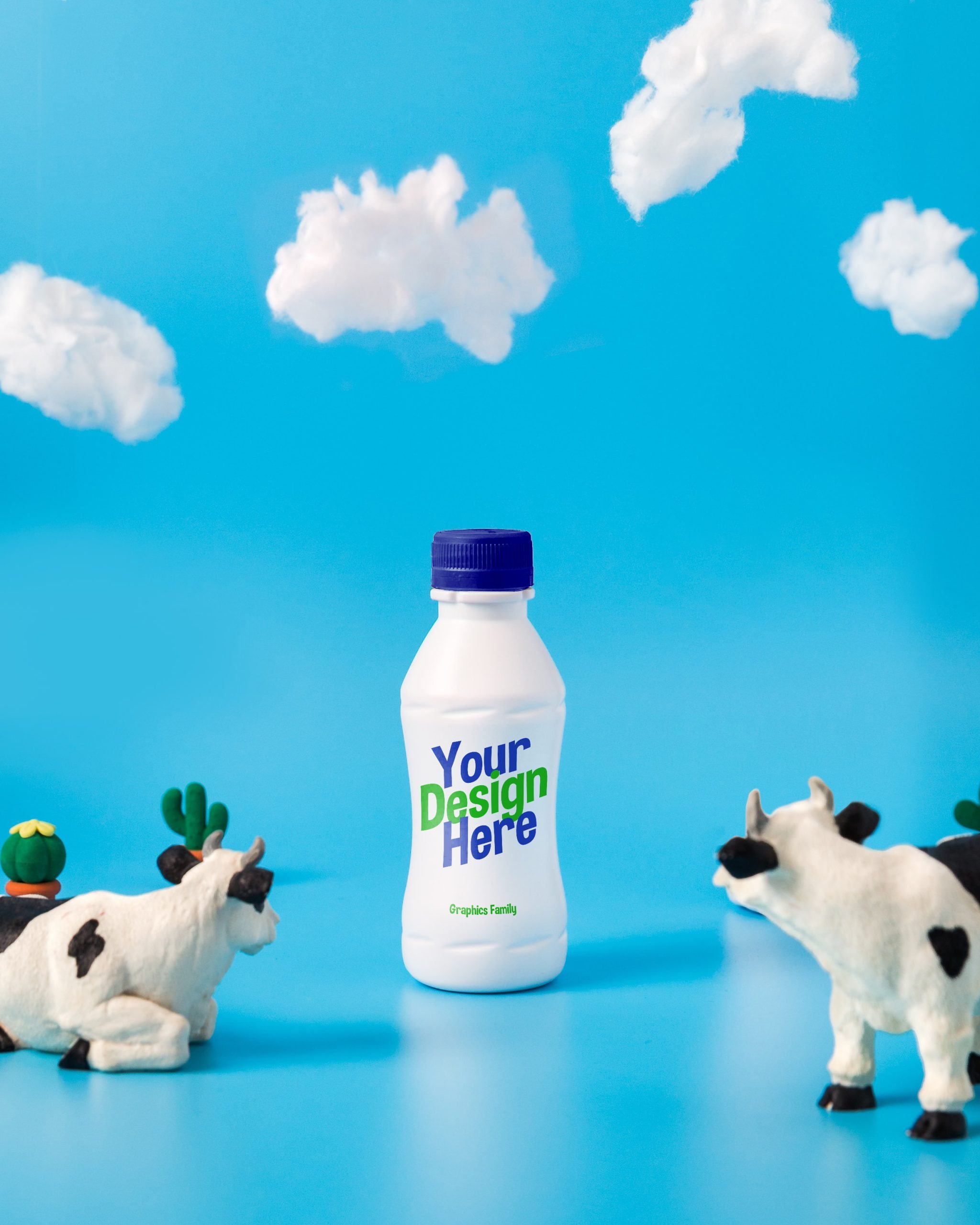 Free Milk Bottle Design Mockup – GraphicsFamily