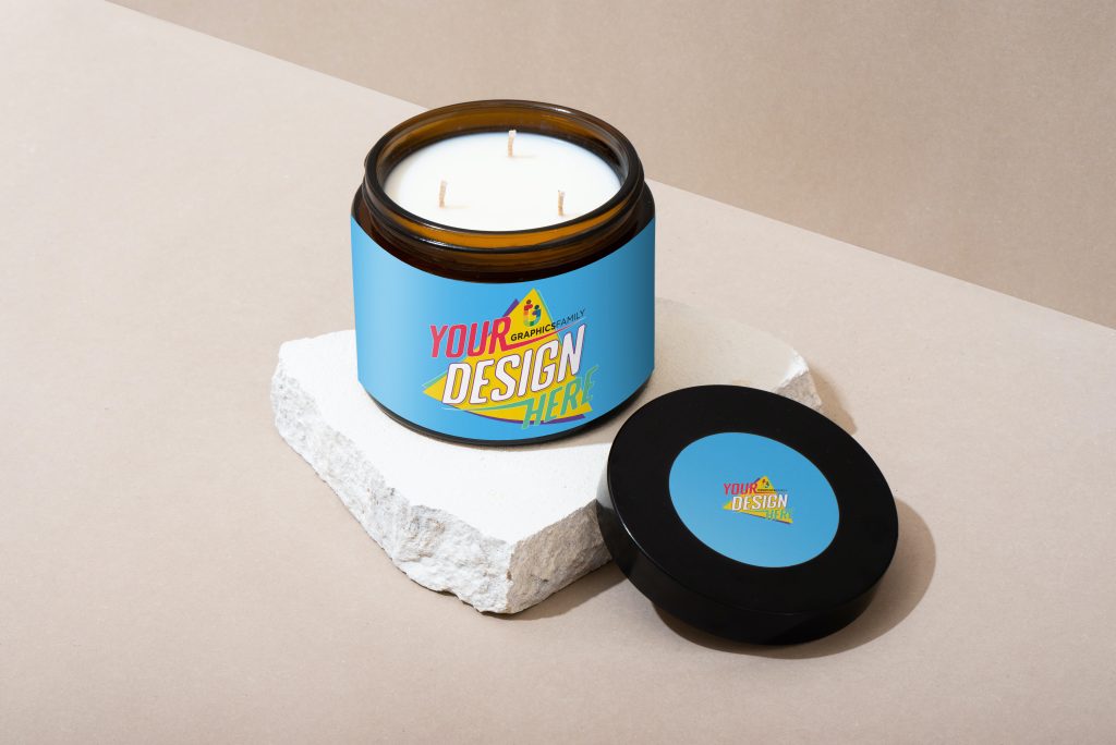 Candles Jar Label Design Mockup – GraphicsFamily