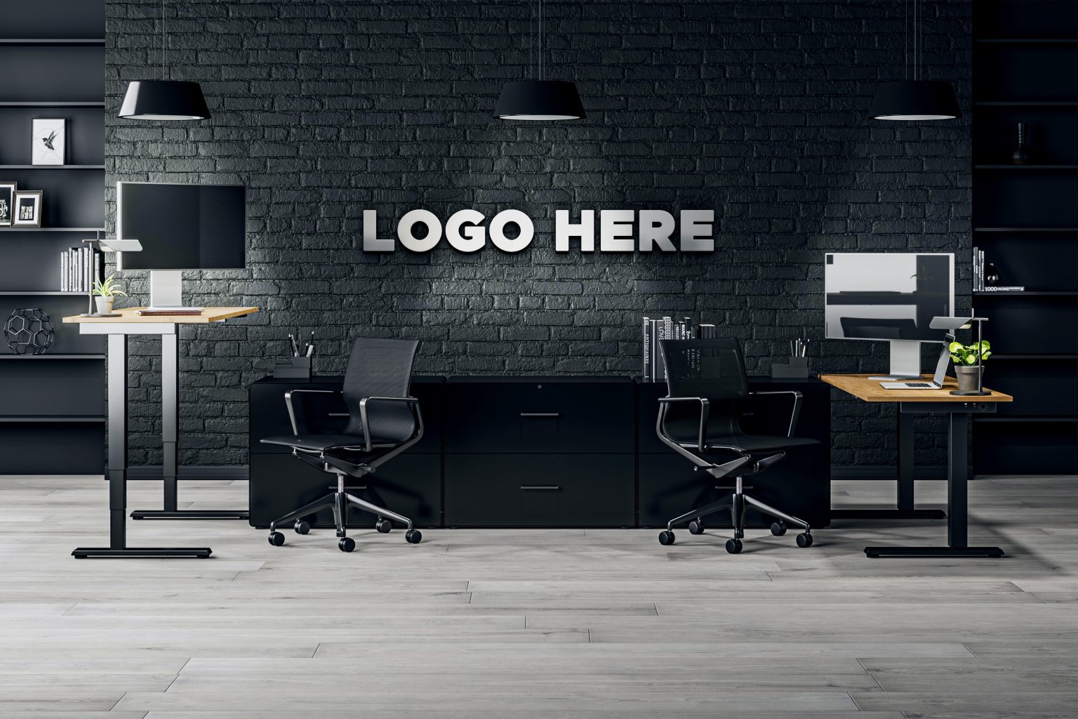 Dark Office Logo Mockup – GraphicsFamily
