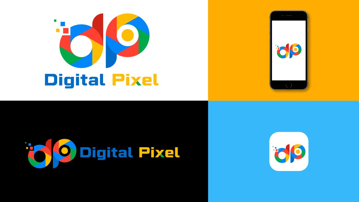 Free Digital Pixel DP Letters Logo Design Template – GraphicsFamily
