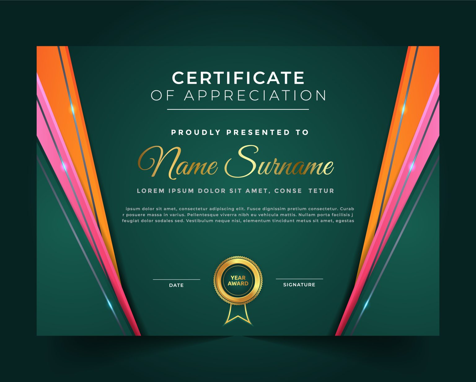 Free Certificate Template with Colorful Geometric Shapes – GraphicsFamily