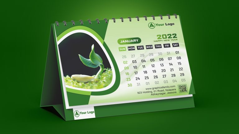 2022 Green Desk Calendar Design – GraphicsFamily