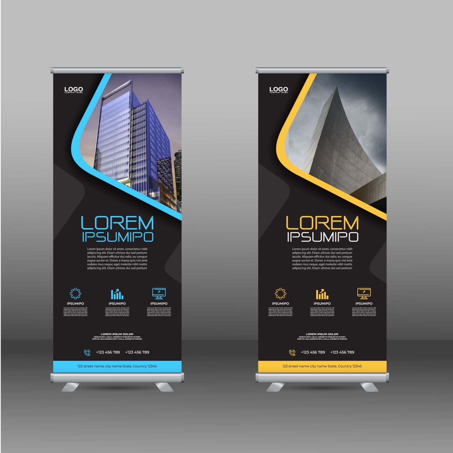 Modern business free roll up template – GraphicsFamily