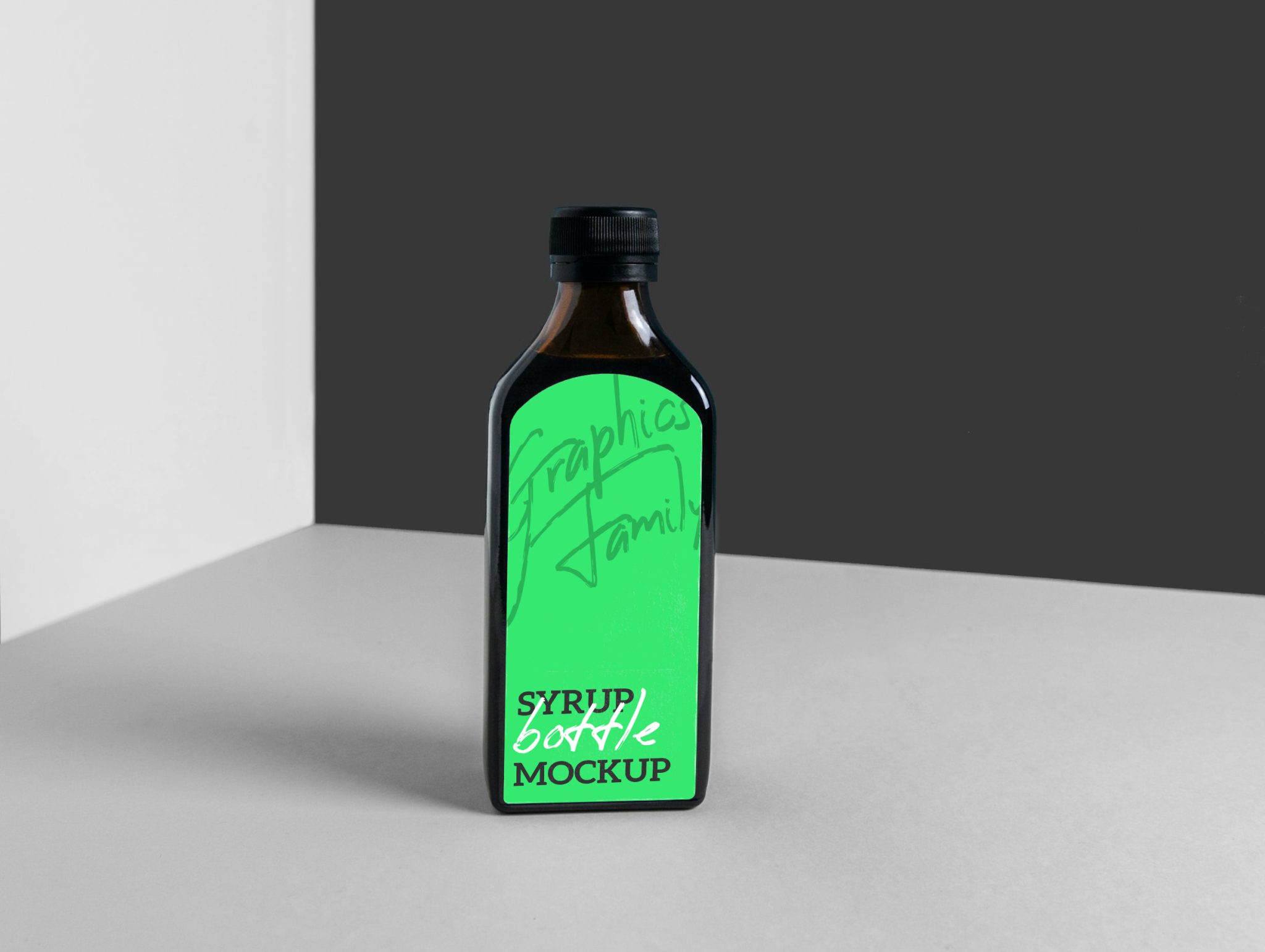 Syrup Bottle Label Mockup – GraphicsFamily