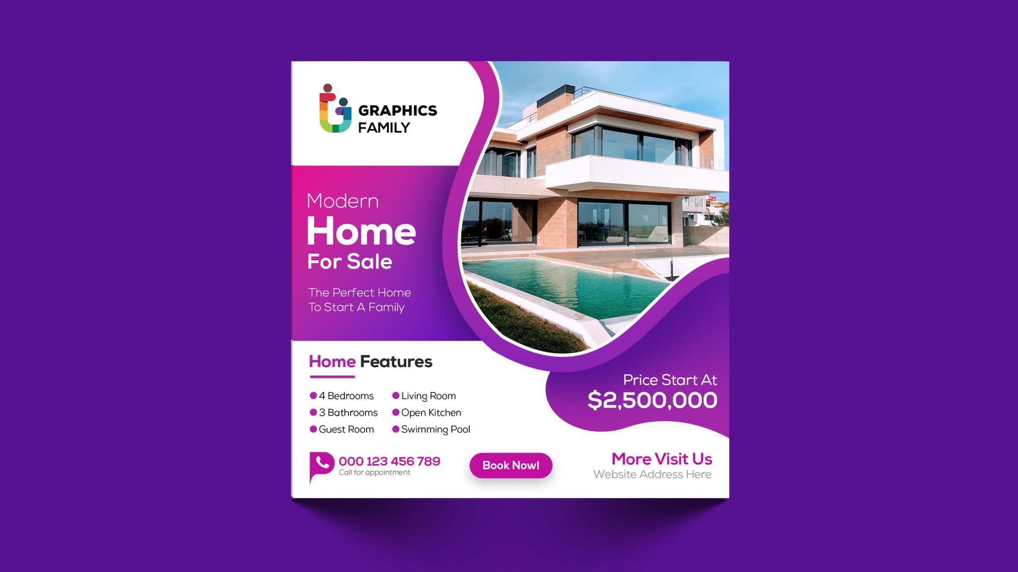 Modern Home Sale Ad Design Template – GraphicsFamily