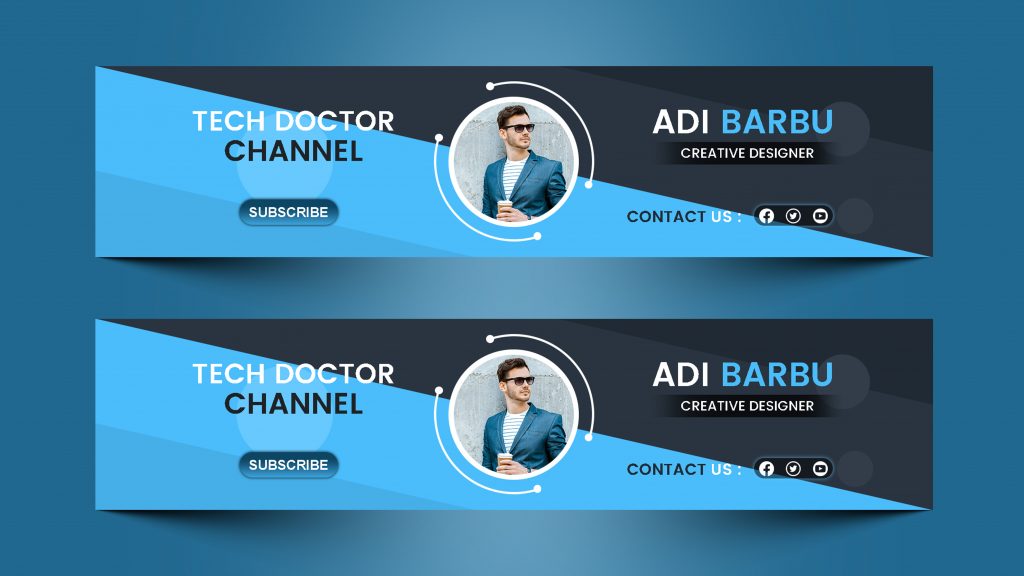 Blue YouTube Channel Art Design – GraphicsFamily