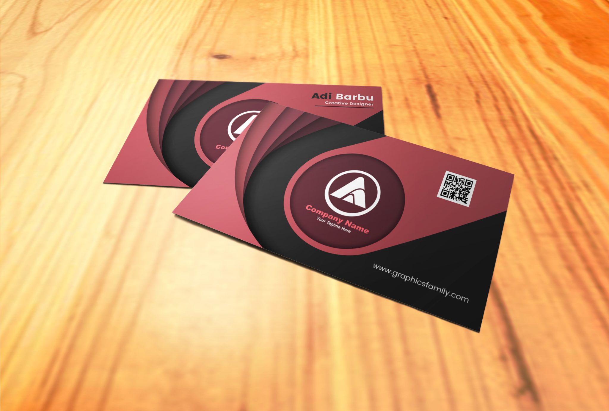 Black and Red Business Card Design – GraphicsFamily
