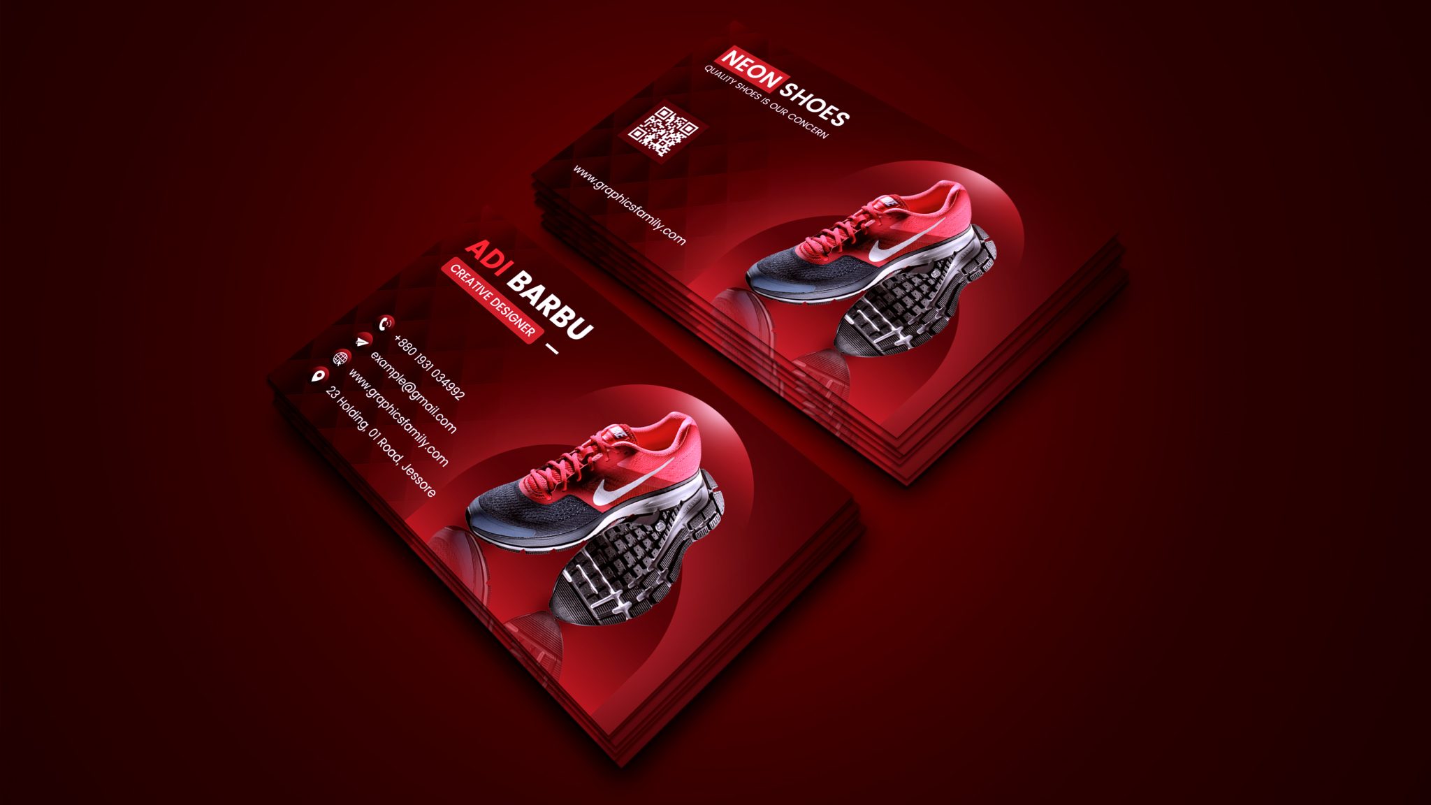 Free Red E-commerce Business Card Template – GraphicsFamily