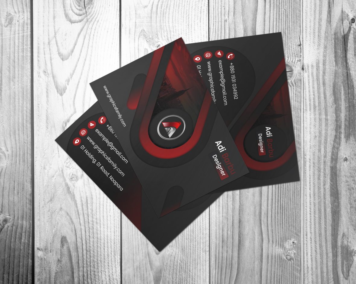 Free Red and Black Print Ready Business Card Design – GraphicsFamily