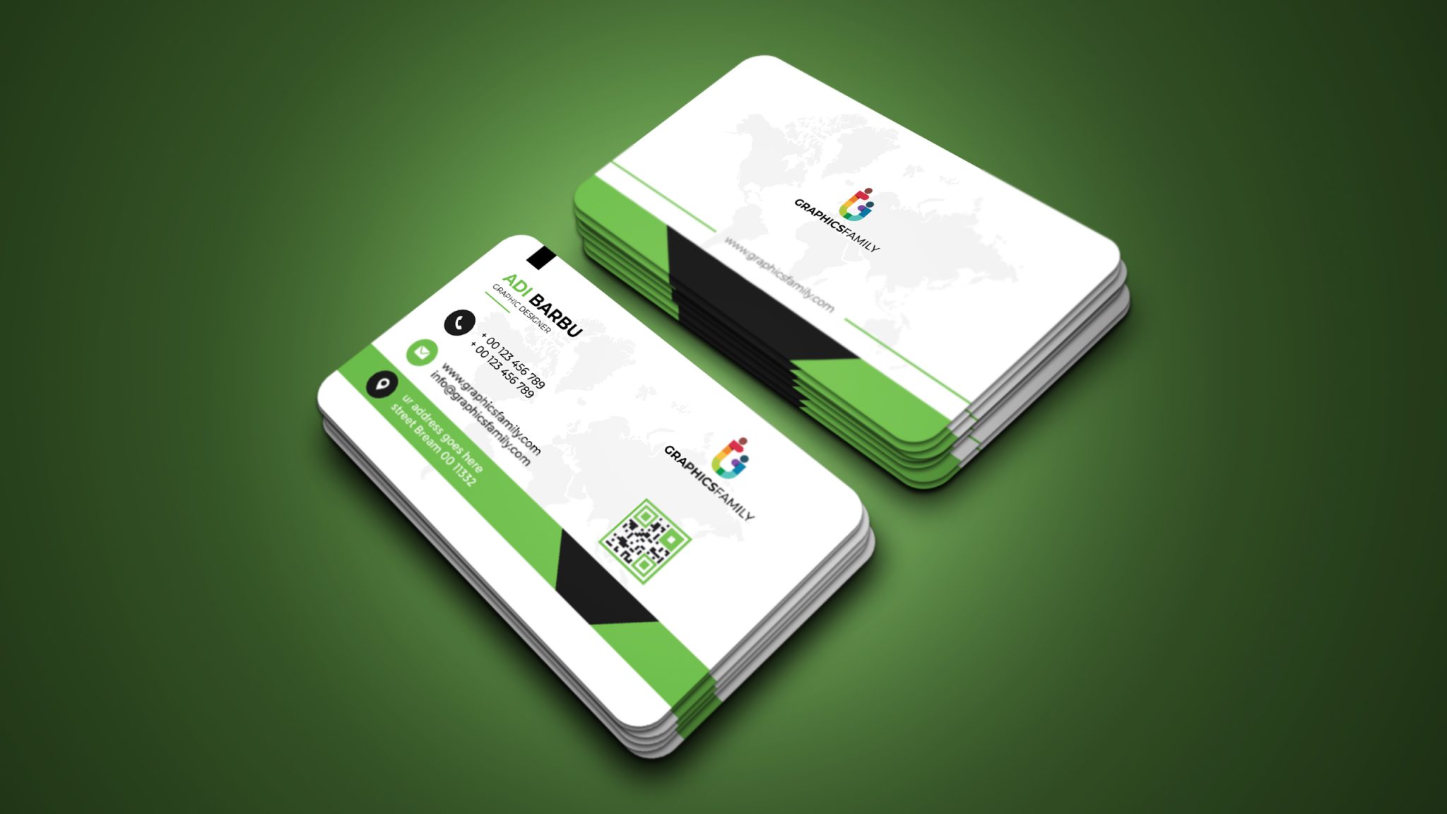 Green Creative Business Card Design – GraphicsFamily