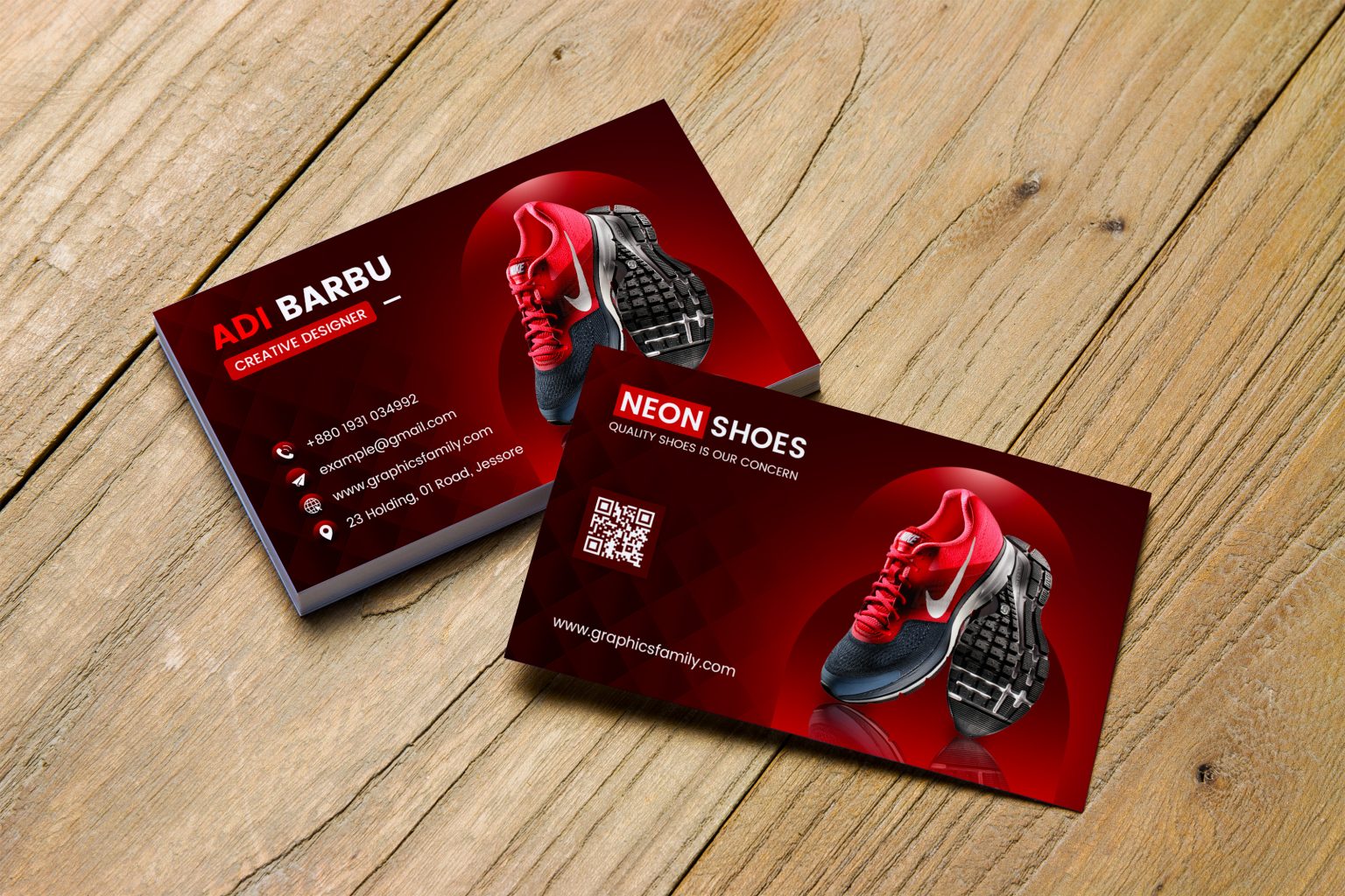 Free Red E-commerce Business Card Template – GraphicsFamily