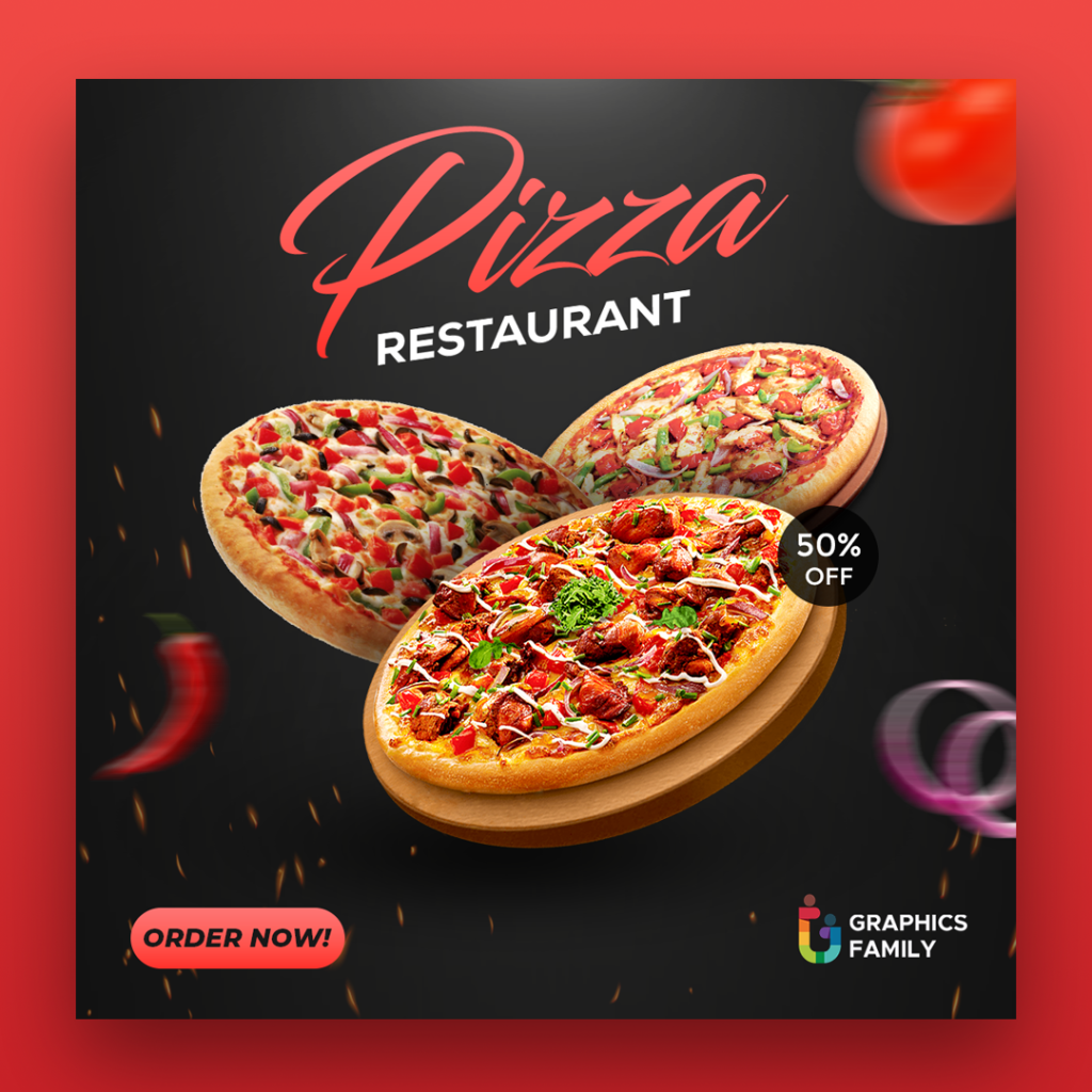 Pizza Restaurant Social Media Post Template – GraphicsFamily