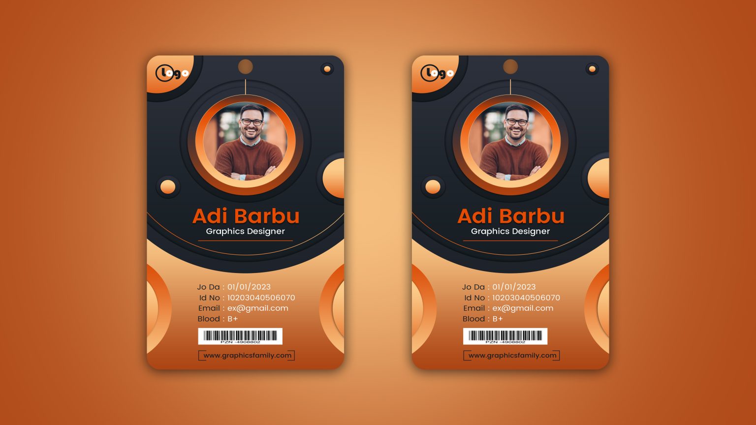 Black and Orange ID Card Design Template – GraphicsFamily