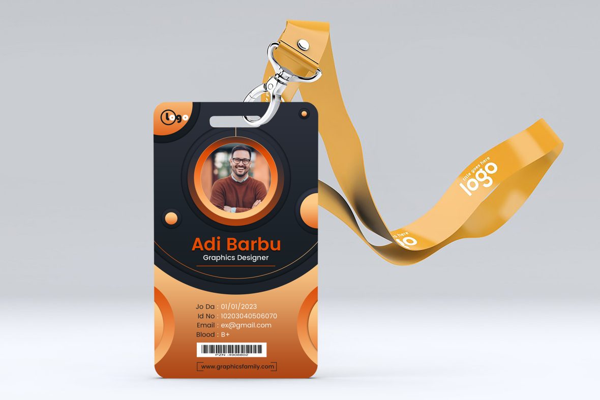 Black and Orange ID Card Design Template – GraphicsFamily
