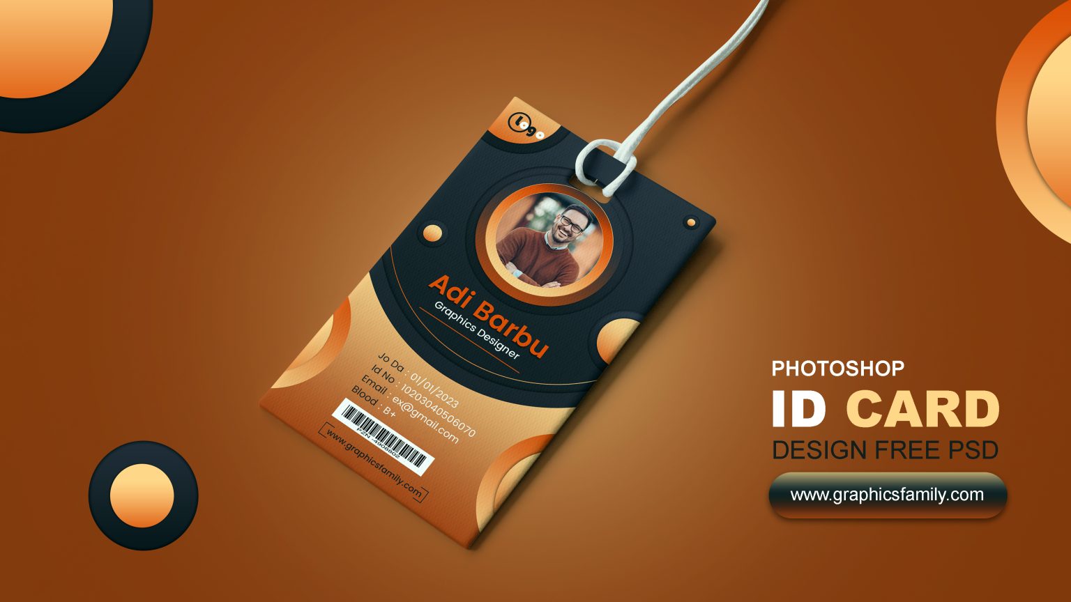 Black and Orange ID Card Design Template – GraphicsFamily