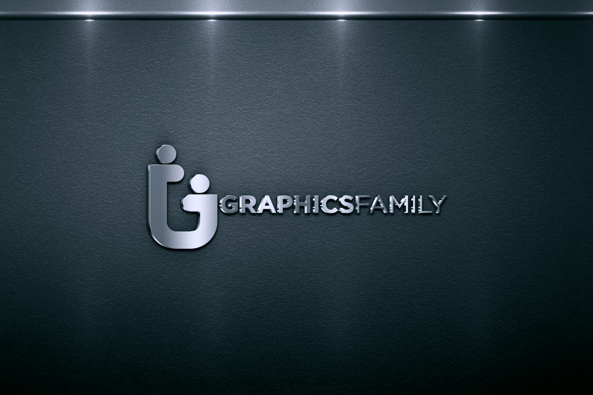 Metal Sign Logo Mockup on Black Wall – GraphicsFamily