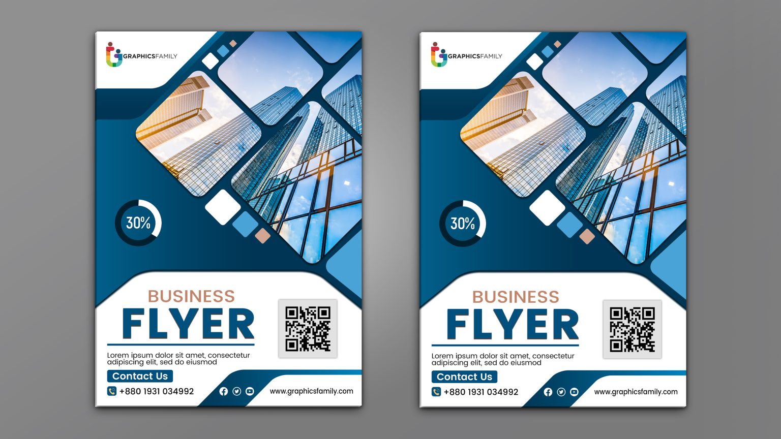 Professional Blue with White Business Flyer Design – GraphicsFamily